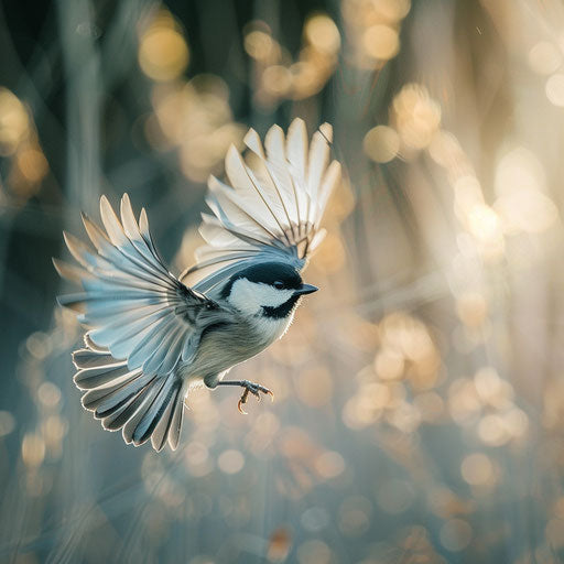 Chickadee flying over a meadow – IMAGELLA