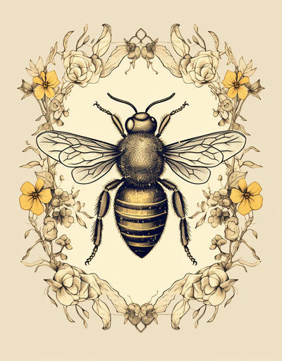 Bee drawing, woodcut-inspired style, sharp ink, hand-drawn animation ...