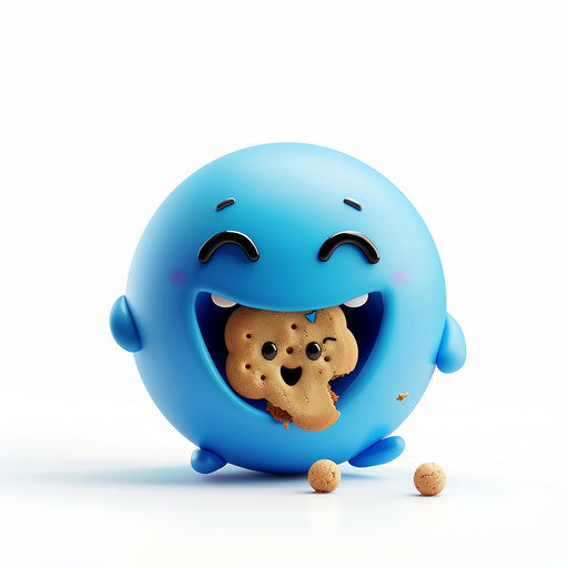 Cute blue sphere character eating cookie – IMAGELLA