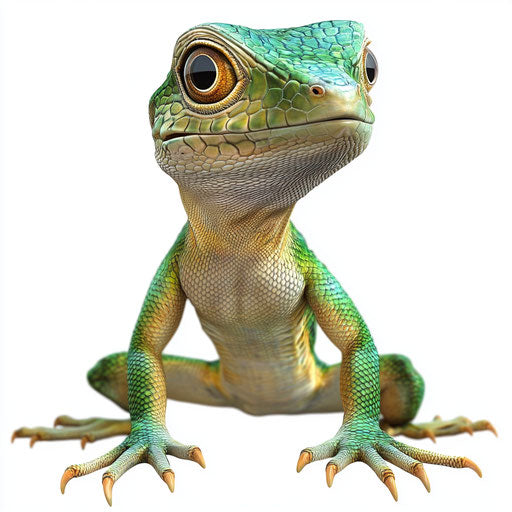 3D lizard on flat white background, isolated clipart – IMAGELLA