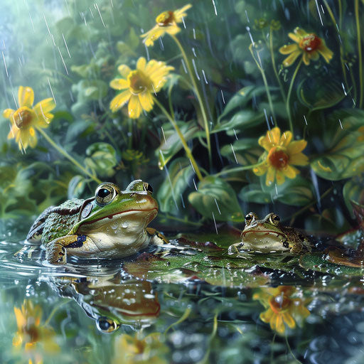 Mother frog and offspring in the fresh rain – IMAGELLA