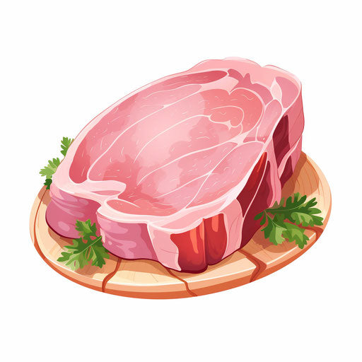Ham illustration in the style of pastel colors, on white background ...
