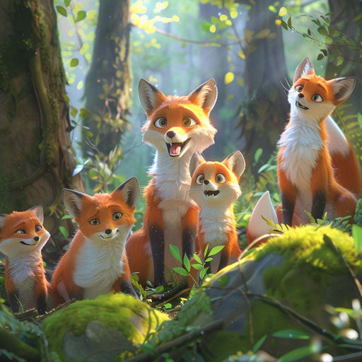 Foxes reuniting with their pack: adventure and friendship – IMAGELLA