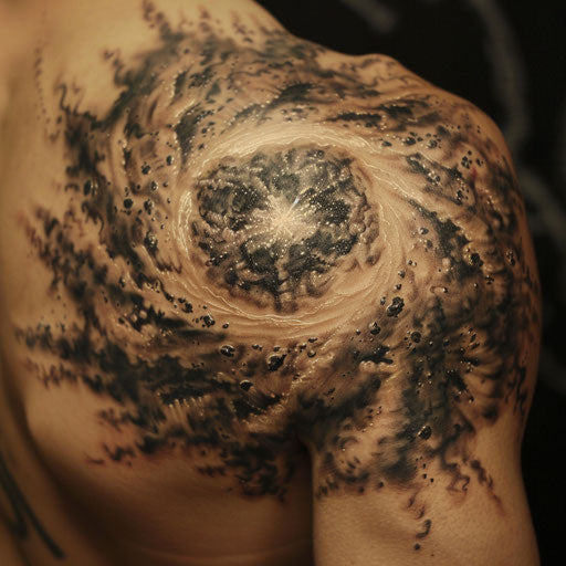 Awesome tattoos for men with a cosmic explosion on the shoulder – IMAGELLA