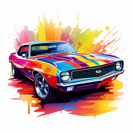 Classic car chevrolet camaro Rainbow colors – IMAGELLA