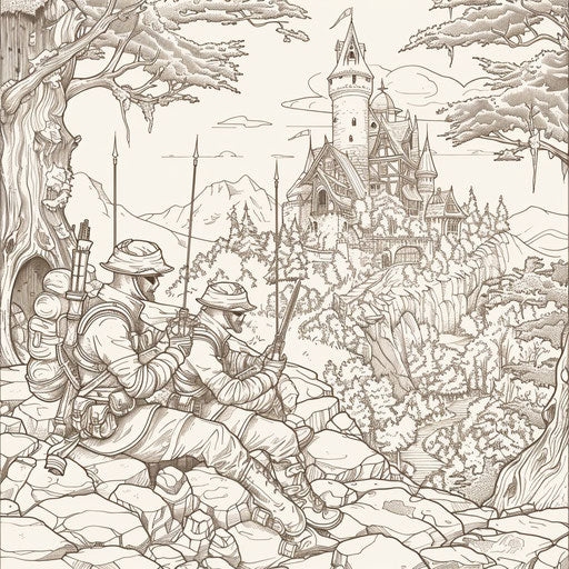 Soldiers in an enchanted world, Teagan White style, Coloring book page ...