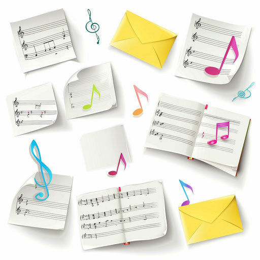 Realistic note illustration on white background, smooth gradients ...