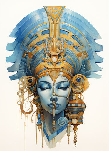 The Egyptian pharaoh with yellow and bright blue colors – IMAGELLA