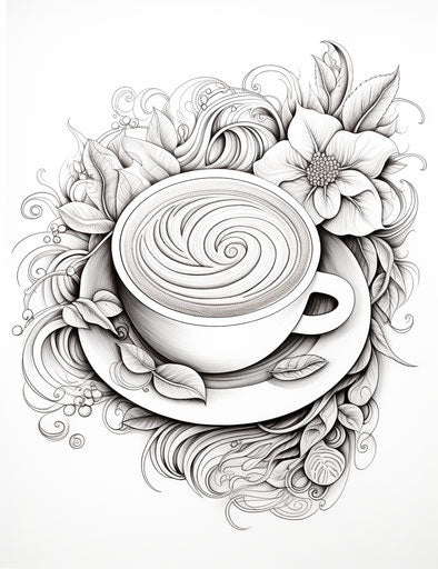 Black and white drawing of a caffeinated coffee latte – IMAGELLA