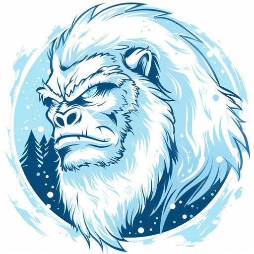 Stylized flat tattoo sketch of a Yeti in the snow – IMAGELLA