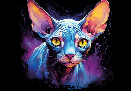 Sphinx cat in shadows, peach image, Clive Barker style – IMAGELLA