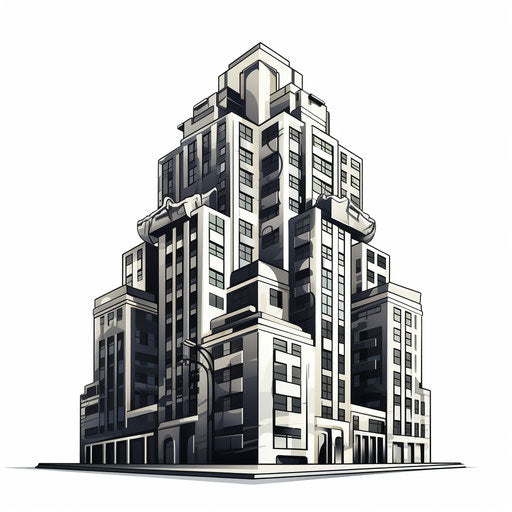 Building drawing in the style of Chiaroscuro Art on white background ...