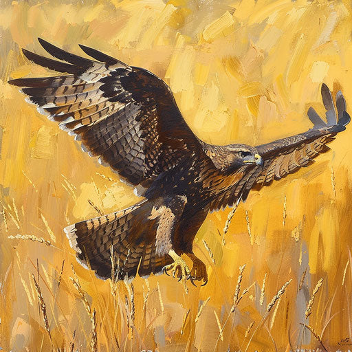 Swainson's hawk hunting over golden wheat fields – IMAGELLA