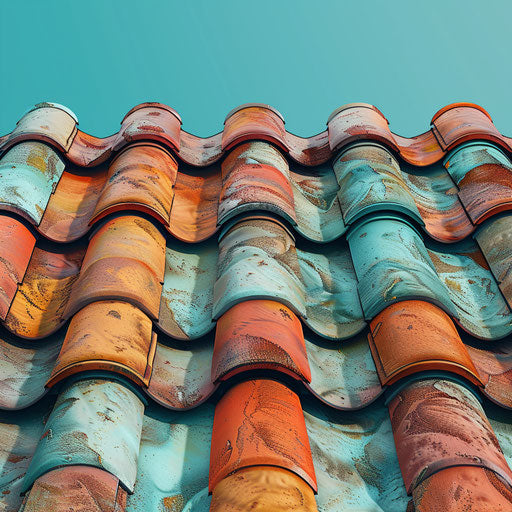 Roof illustration in photo realistic style with a flat random ...