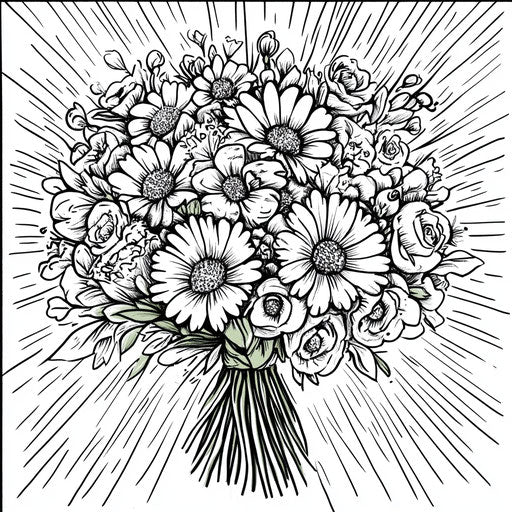 Flower bouquet in a satirical comic strip, Andy Marlette-style witty ...