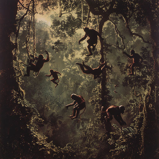 Monkey acrobat troupe high above the jungle – IMAGELLA