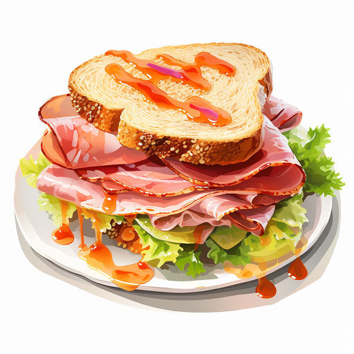 Ham artwork in the Impressionistic Art style, on white background ...
