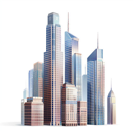 Realistic skyscraper illustration on flat white background – IMAGELLA