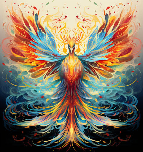 Colorful phoenix wing in rococo style, inspired by Hurufiyya art – IMAGELLA