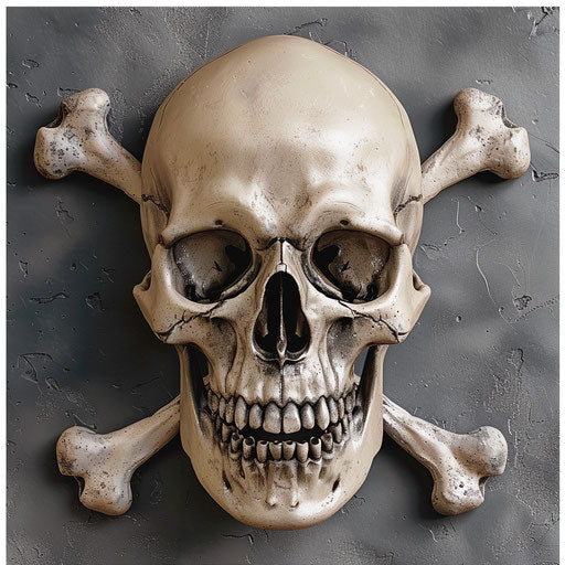 Realistic skull and crossbones on slate grey backdrop – IMAGELLA