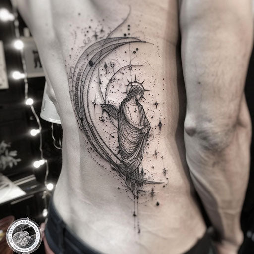 Spiritual tattoos of a celestial being, Steve McNiven style, on the ...