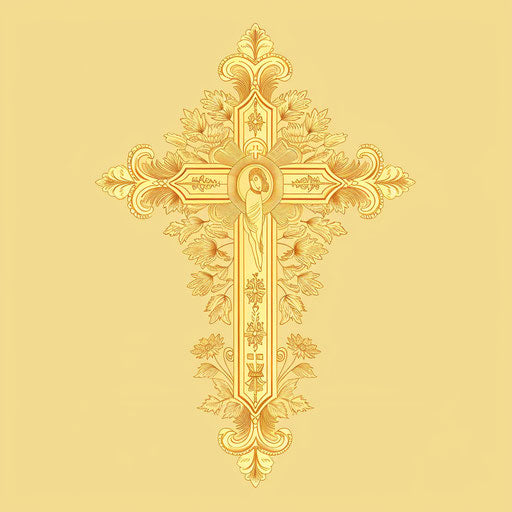 Detailed Russian orthodox cross in gold tones – IMAGELLA