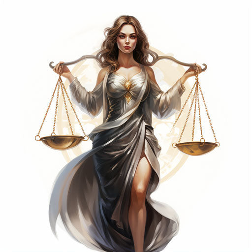 Justice illustration in the style of Oil painting, on a white ...