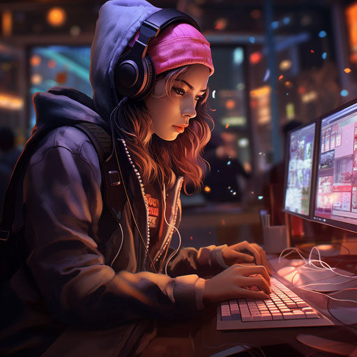 Gen Z gamer in high-tech e-sports setup with dynamic lighting – IMAGELLA