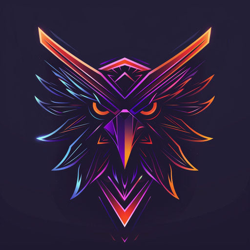 Futuristic eagle logo with neon elements on dark gray background – IMAGELLA