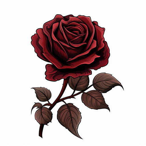 Rose illustration in the style of Chiaroscuro Art, on white background ...