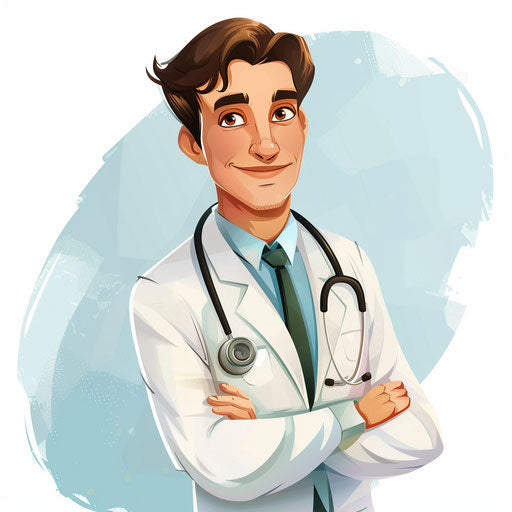 Realistic doctor clipart with random flat background – IMAGELLA