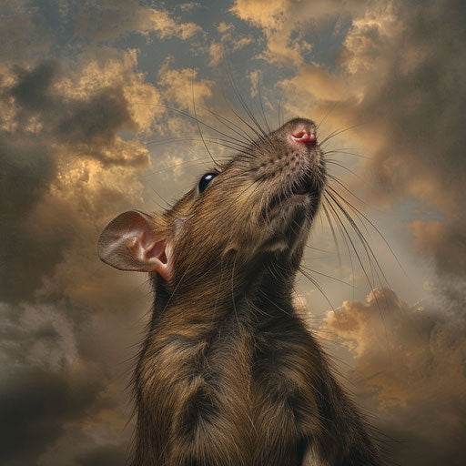 Brown rat with a dramatic sky background, in the style of Tim Flach ...