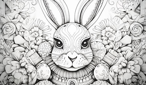 Easter Bunny Coloring Pages for Kids, in the Style of Fauvist Animator ...