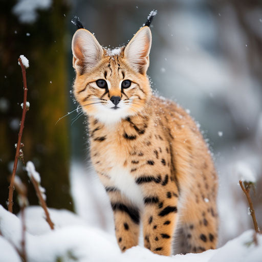 A serval cat in the snow – IMAGELLA