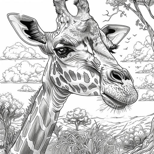 Heroic giraffe in an epic adventure scene – IMAGELLA