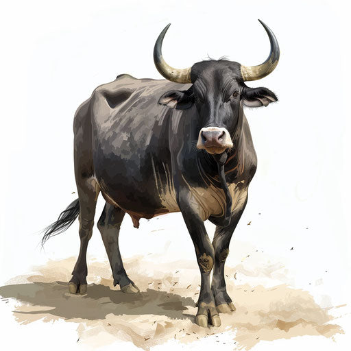 Carabao clipart in photo realistic style with flat and white background ...