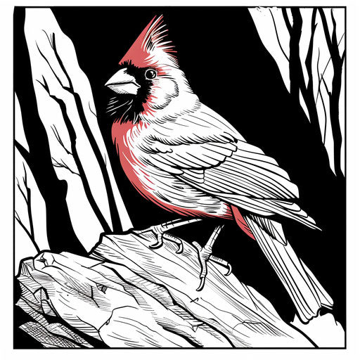 Comic book cardinal adventure - coloring book page – IMAGELLA