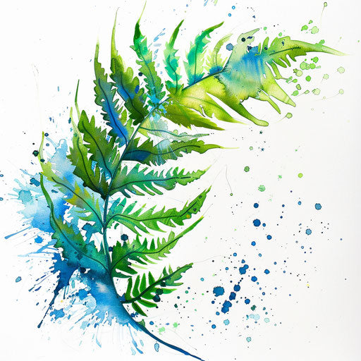 Watercolor splash fern tattoo design – IMAGELLA