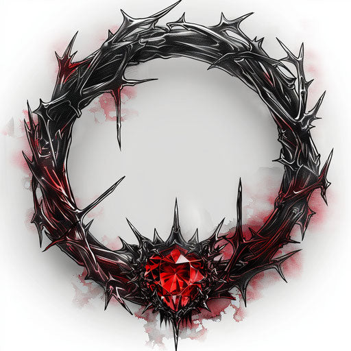 Gothic tattoo sketch of a gemstone in a dark crown of thorns – IMAGELLA