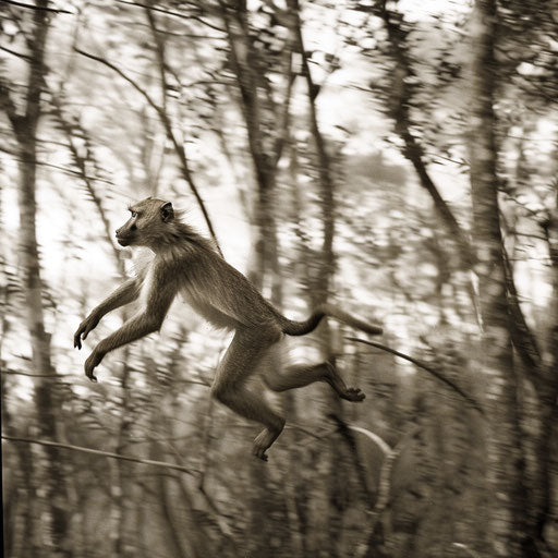 Baboon leaping between trees, dynamic action shot – IMAGELLA