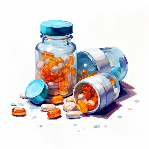 Medication illustration in the style of oil painting, on white ...