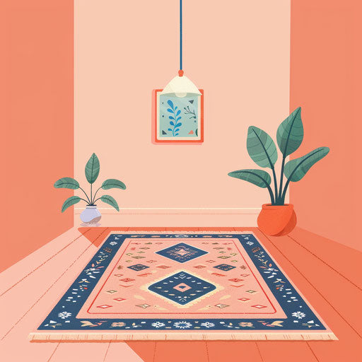 Realistic rug clipart on pastel peach background, subtle light – IMAGELLA