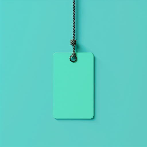 Realistic style name tag clipart on flat turquoise background – IMAGELLA