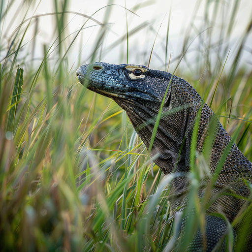 Komodo dragon stalking in tall grasses at dawn – IMAGELLA