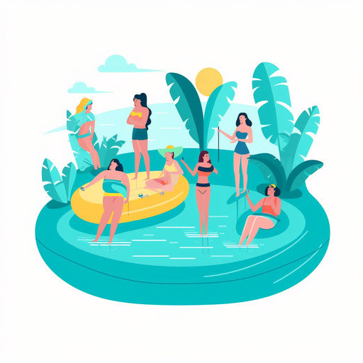 Minimalist pool party illustration – IMAGELLA