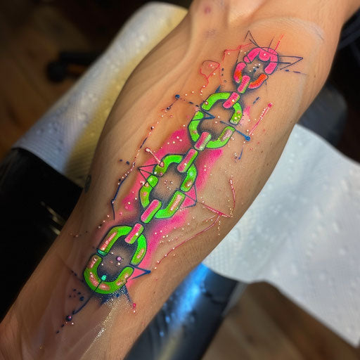 Glowing neon chain tattoo on white background – IMAGELLA