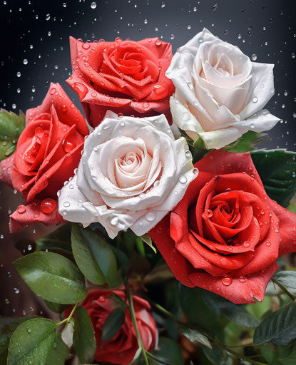 Bouquet of six roses, photo-realistic hyperbolic style – IMAGELLA