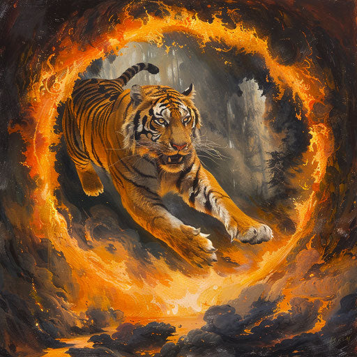 The tiger jumping through a ring of fire – IMAGELLA
