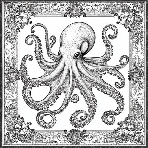Elegant octopus with intricate patterns, Megan Hess style, Coloring ...