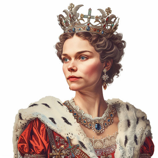 Realistic queen portrait on white background with smooth gradients ...